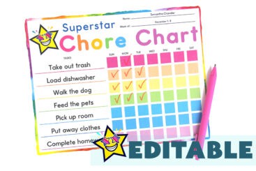 Editable Chore Charts (Free Printables) - Superstar Worksheets