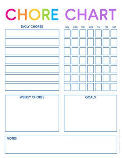 Editable Chore Charts (Free Printables) - Superstar Worksheets