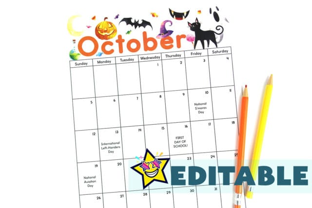 Editable Calendar (Free Printables) - Superstar Worksheets