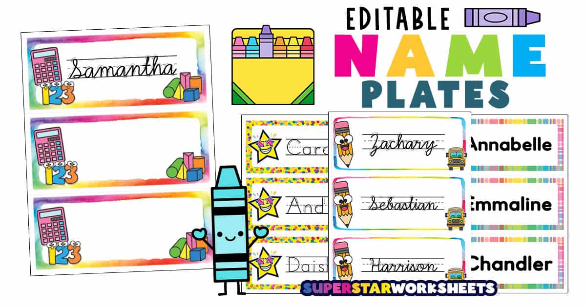 Editable Name Plates (Free Printables) - Superstar Worksheets