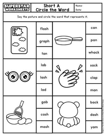 Short A Words - Superstar Worksheets