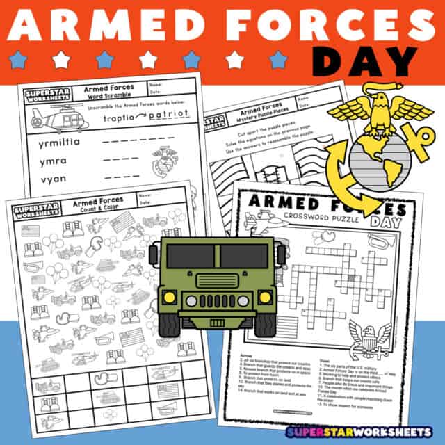 Armed Forces Day (Free Printables) - Superstar Worksheets