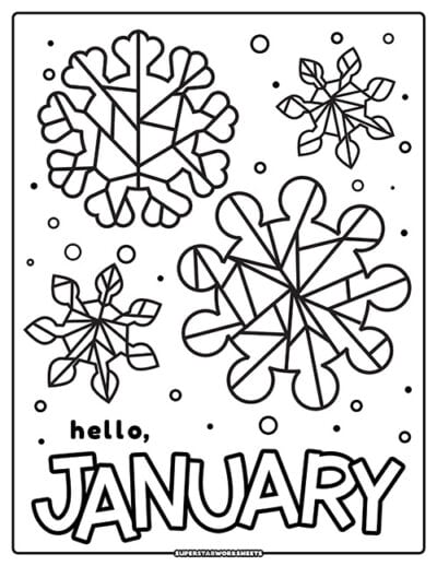 January Coloring Pages (Free Printables) - Superstar Worksheets
