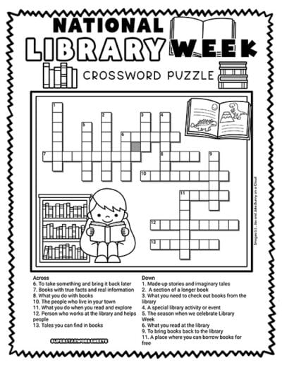National Library Week (Free Printables) - Superstar Worksheets