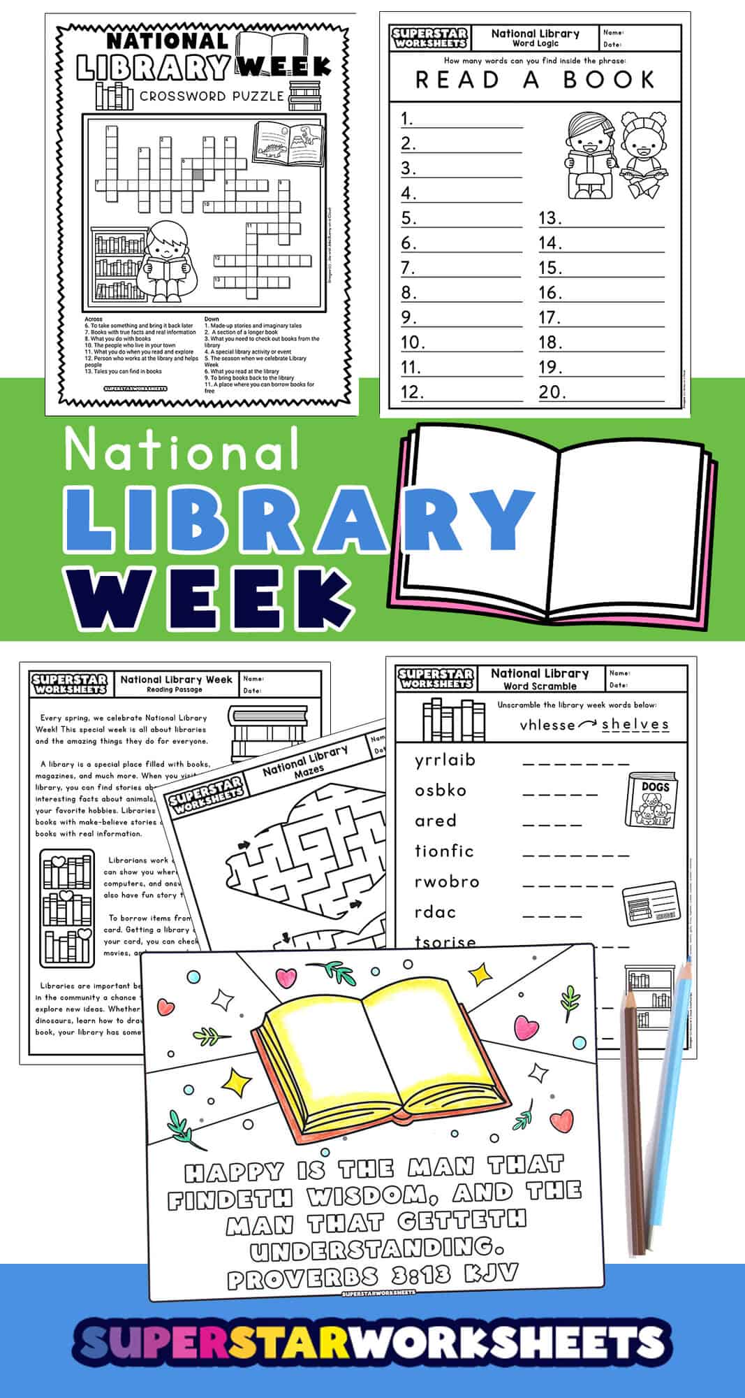 National Library Week (Free Printables) - Superstar Worksheets