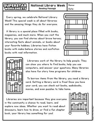 National Library Week (Free Printables) - Superstar Worksheets