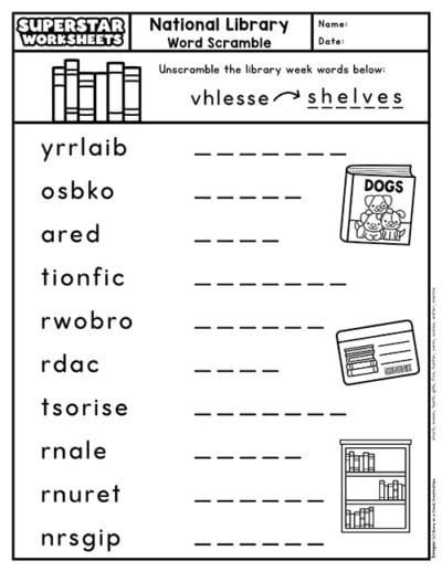 National Library Week (Free Printables) - Superstar Worksheets