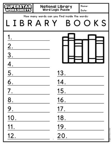 National Library Week (Free Printables) - Superstar Worksheets