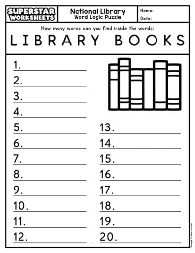 National Library Week (Free Printables) - Superstar Worksheets