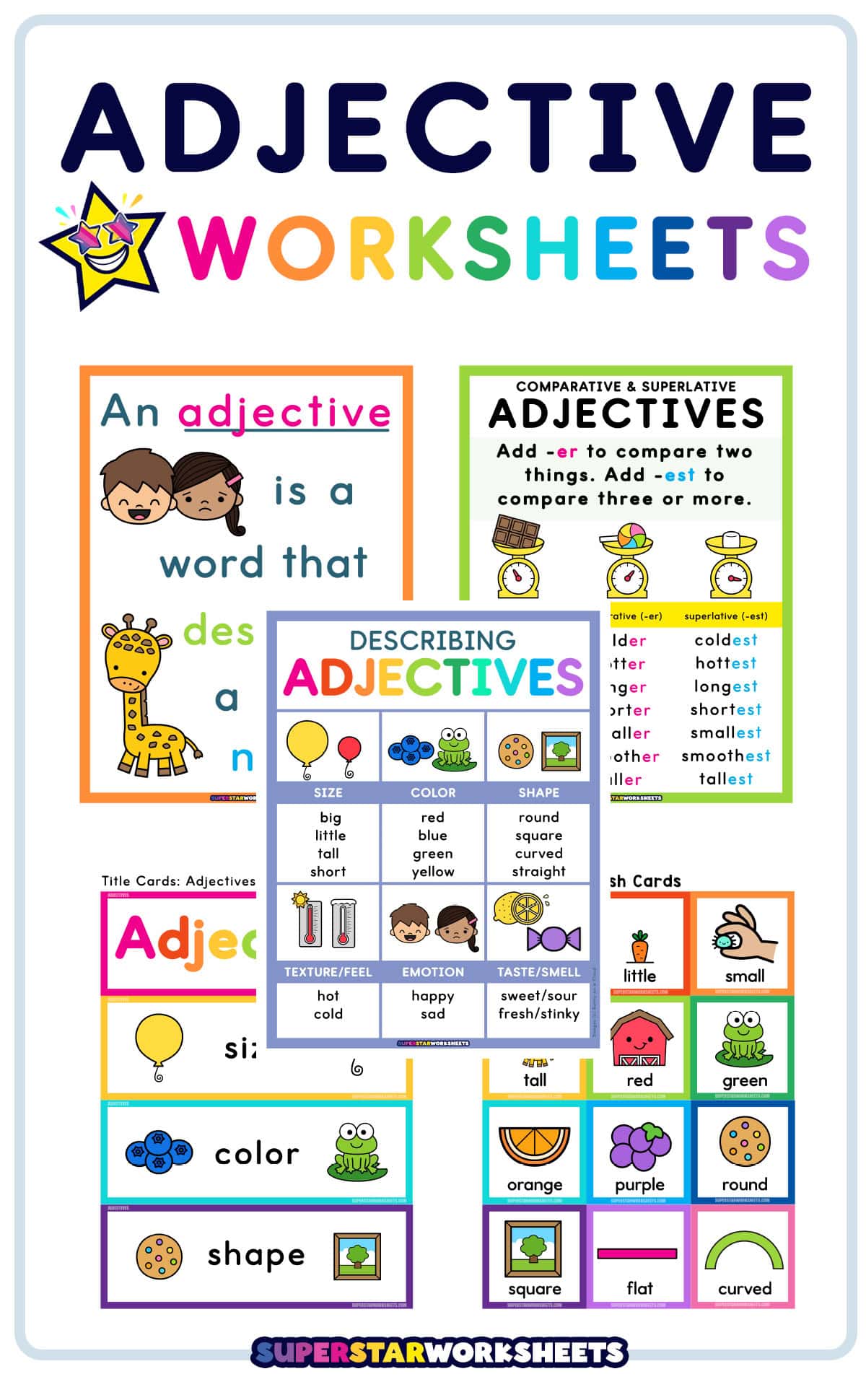 Adjective Worksheets (Free Printables) - Superstar Worksheets