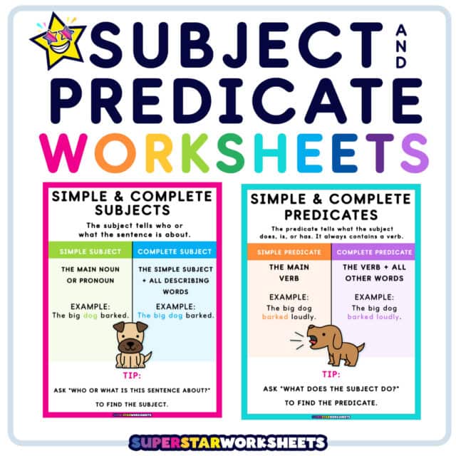 Subject and Predicate Worksheets (Free Printables) - Superstar Worksheets