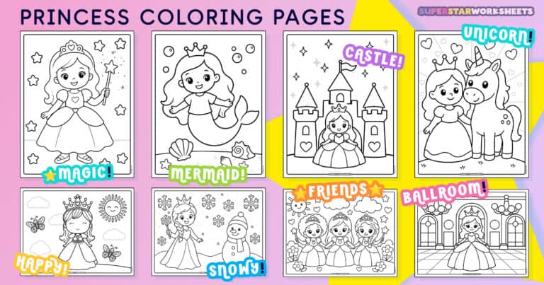 Princess Coloring Pages (Free Printables) - Superstar Worksheets